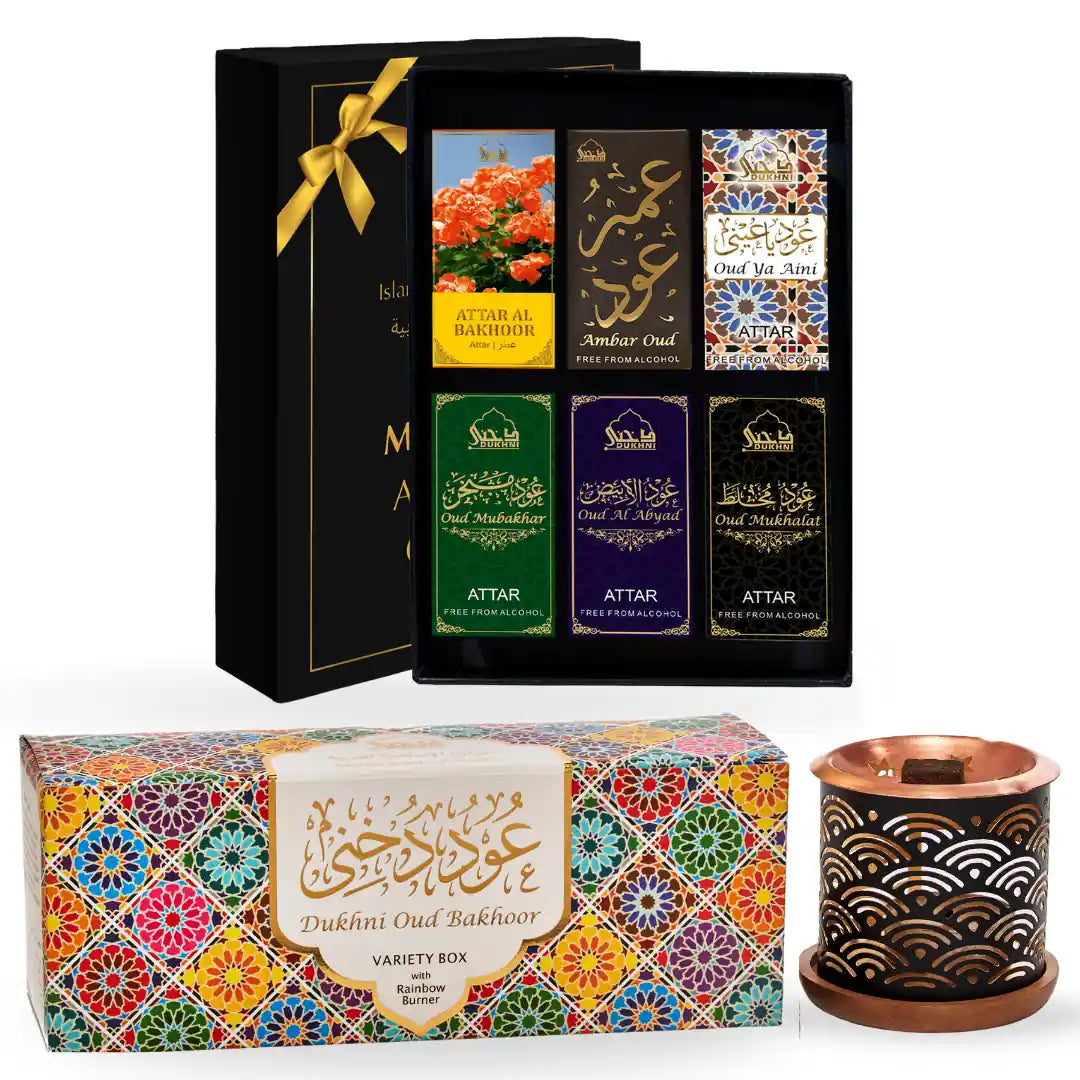 Oud Bakhoor Variety Box with Burner + Ma'amoul Attar Oil Set – Dukhni ...