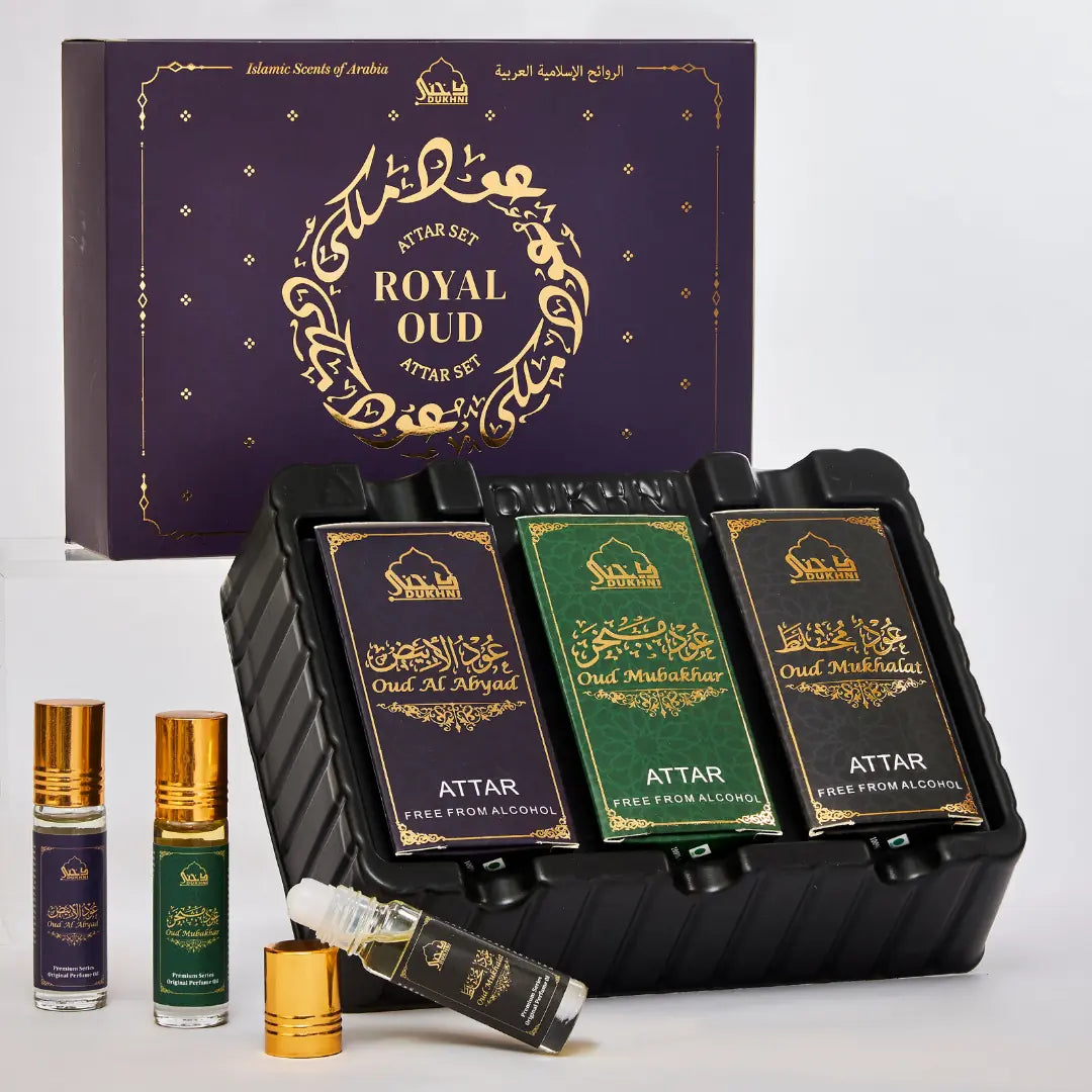 Royal Oud Attar Oil Set | Gift set with roll-on perfume oil – Dukhni ...