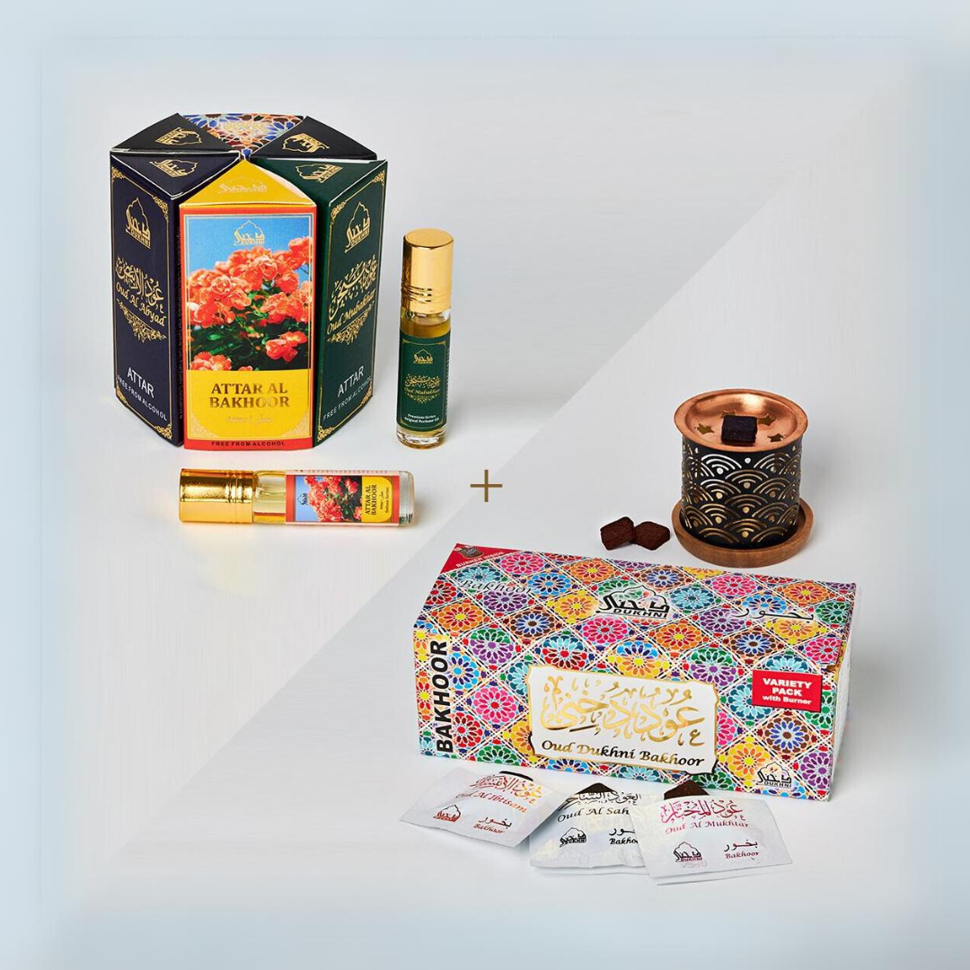Oud Bakhoor Variety Box with Burner + Ma'amoul Attar Oil Set – Dukhni ...